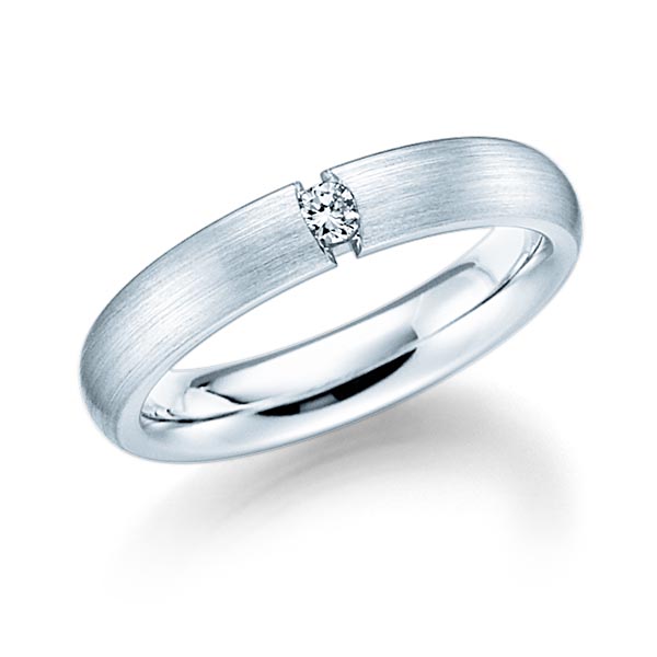 klassischer Trauring/Ehering in Weißgold 333 mit zus. 0,05 ct. Brillant ...